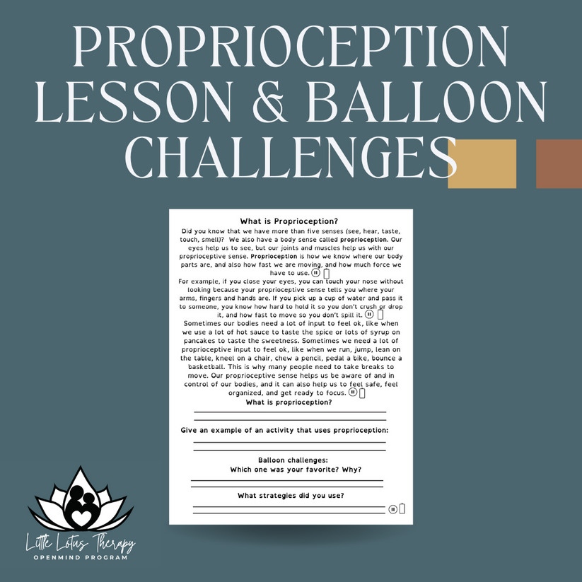 Proprioception Lesson & Balloon Challenges and Stereognosis Lesson ...