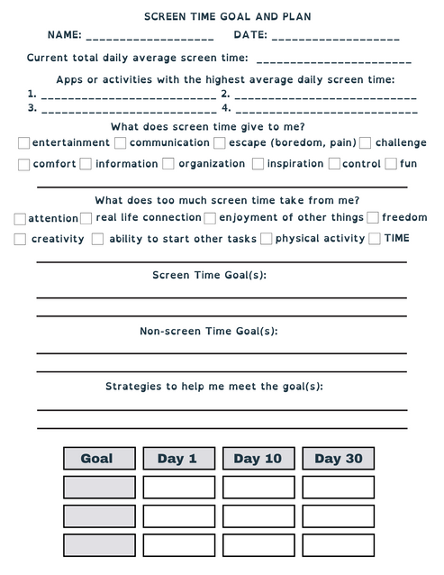 Screen Time and Daily Balance Planning Bundle – Little Lotus Therapy